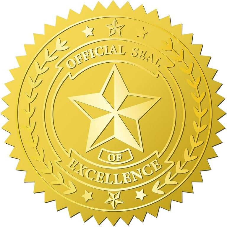 Gold Seal Of Excellence Official Seal Of Excellence Embossed Gold