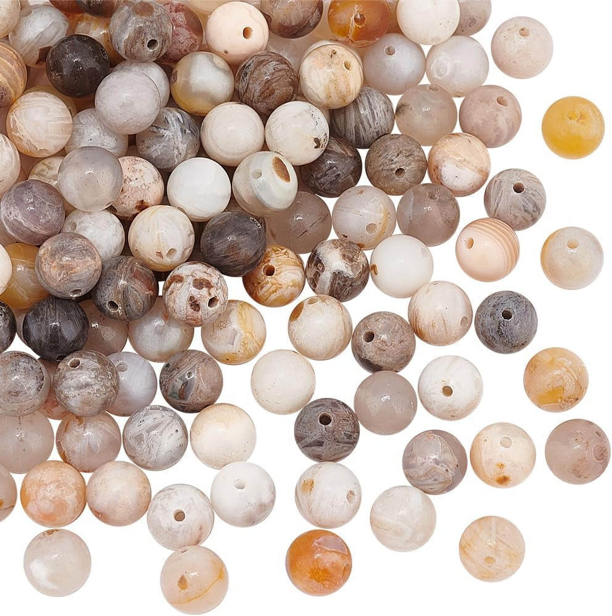 144pcs 8mm Natural Bamboo Leaf Agate Beads Natural Gemstone Beads ...