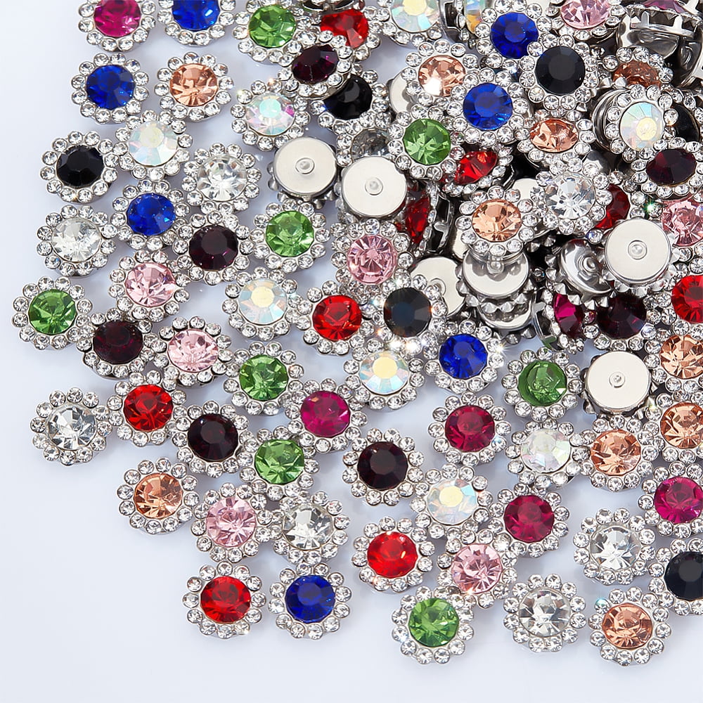 144pcs 9 colors Flower Sew on Rhinestones Glass Rhinestone Multi Strand ...