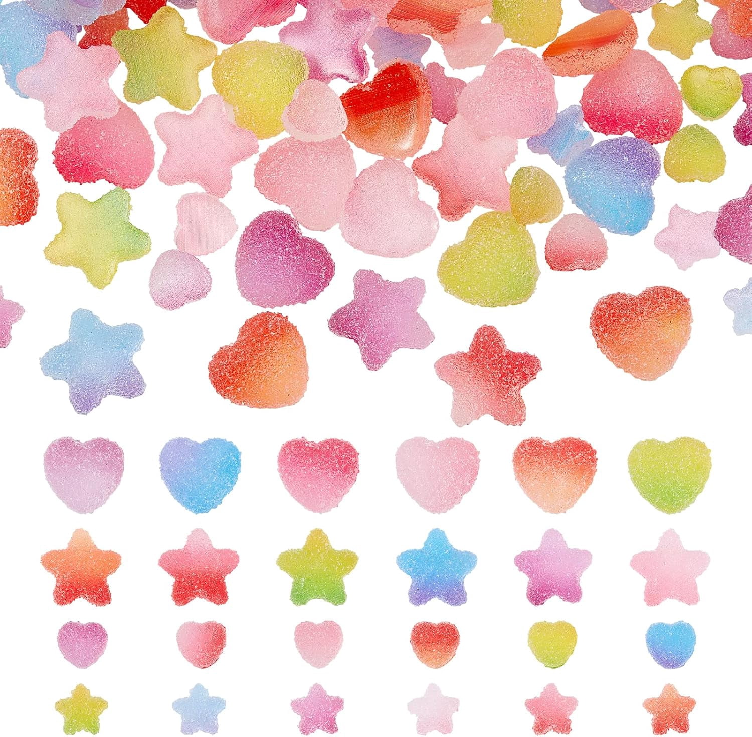 144pcs Candy Slime Charms 24 Styles Kawaii Nail Charms Star Cabochon ...