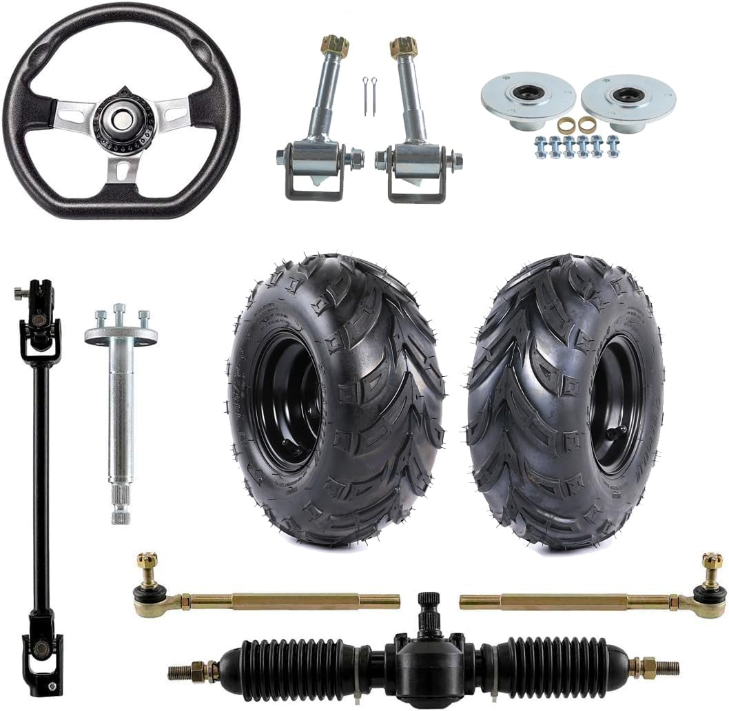 145/70-6 Go Kart Wheels Tires 3 Lug and Steering Spindle Wheel Hubs ...