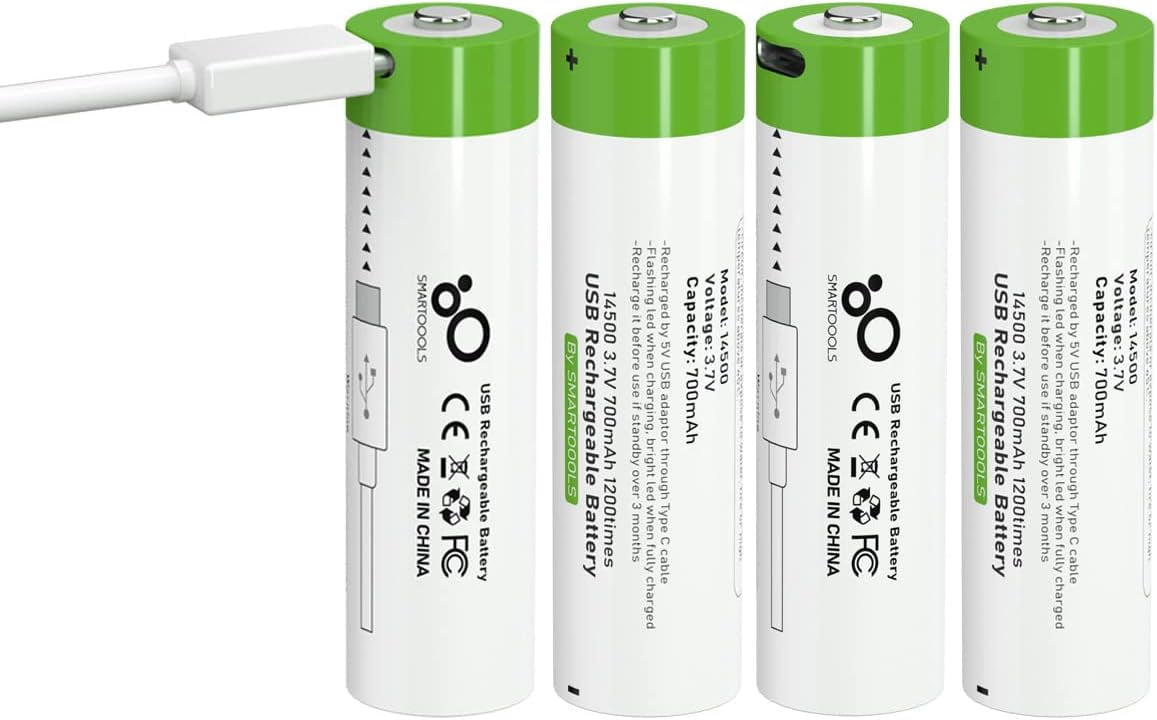 14500 Battery USB Type-C Rechargeable Li-lon 3.7v 14500 Rechargeable ...