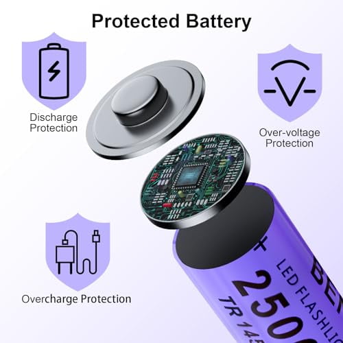 14500 Rechargeable Battery 2500mAh Button Top 4 Pack 3.7Volt Lithium AA ...