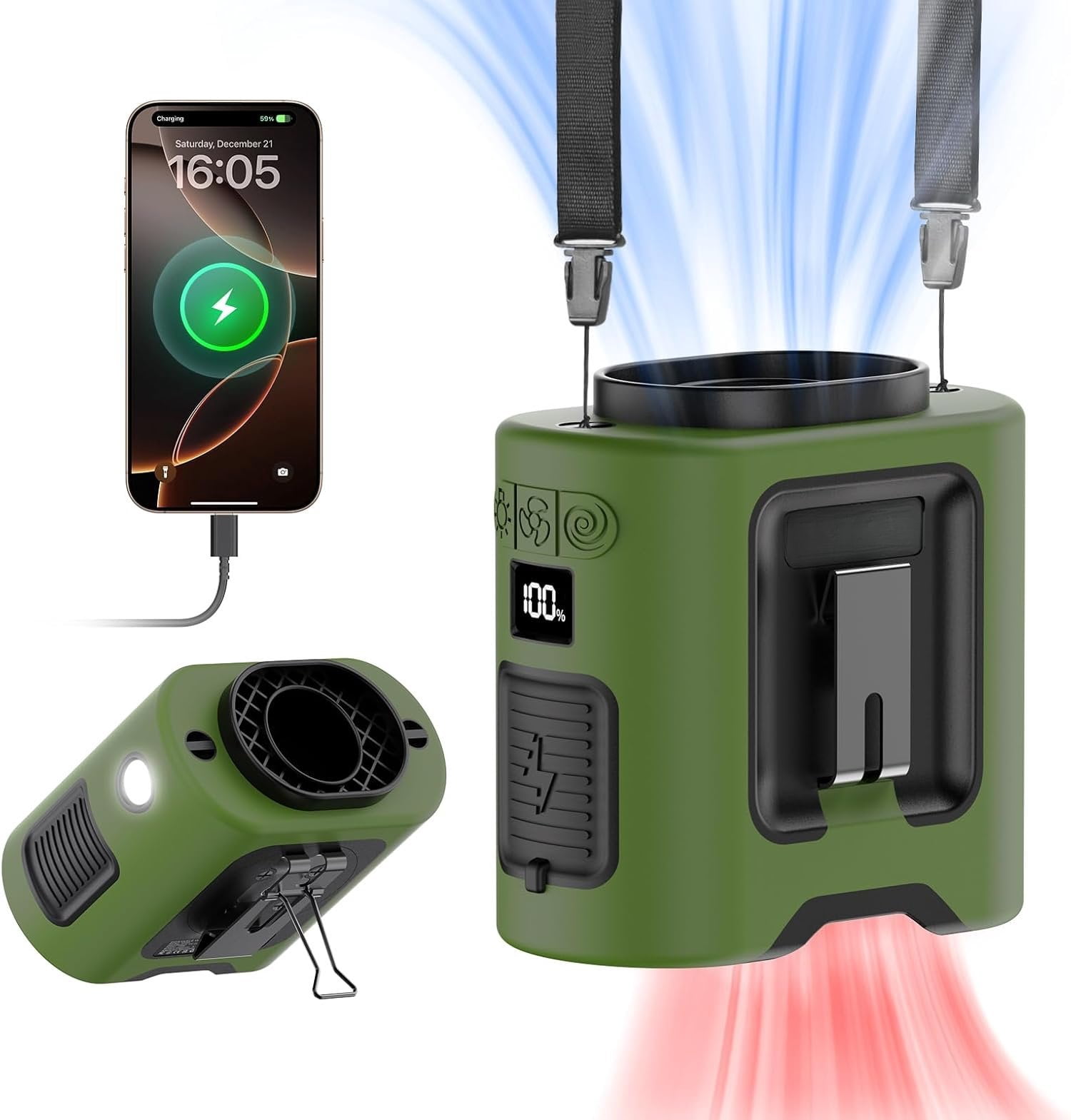 14500mAh Portable with 360 Rotation, Mini Personal Clip Belt Shirt ...