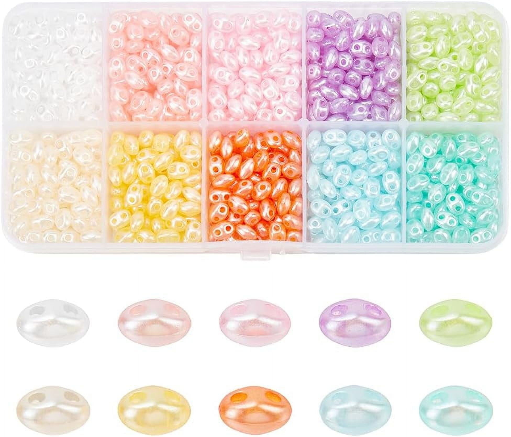 1450Pcs Double Hole Beads 10 Candy Colours Oval Beads 6mm Spacer Beads ...