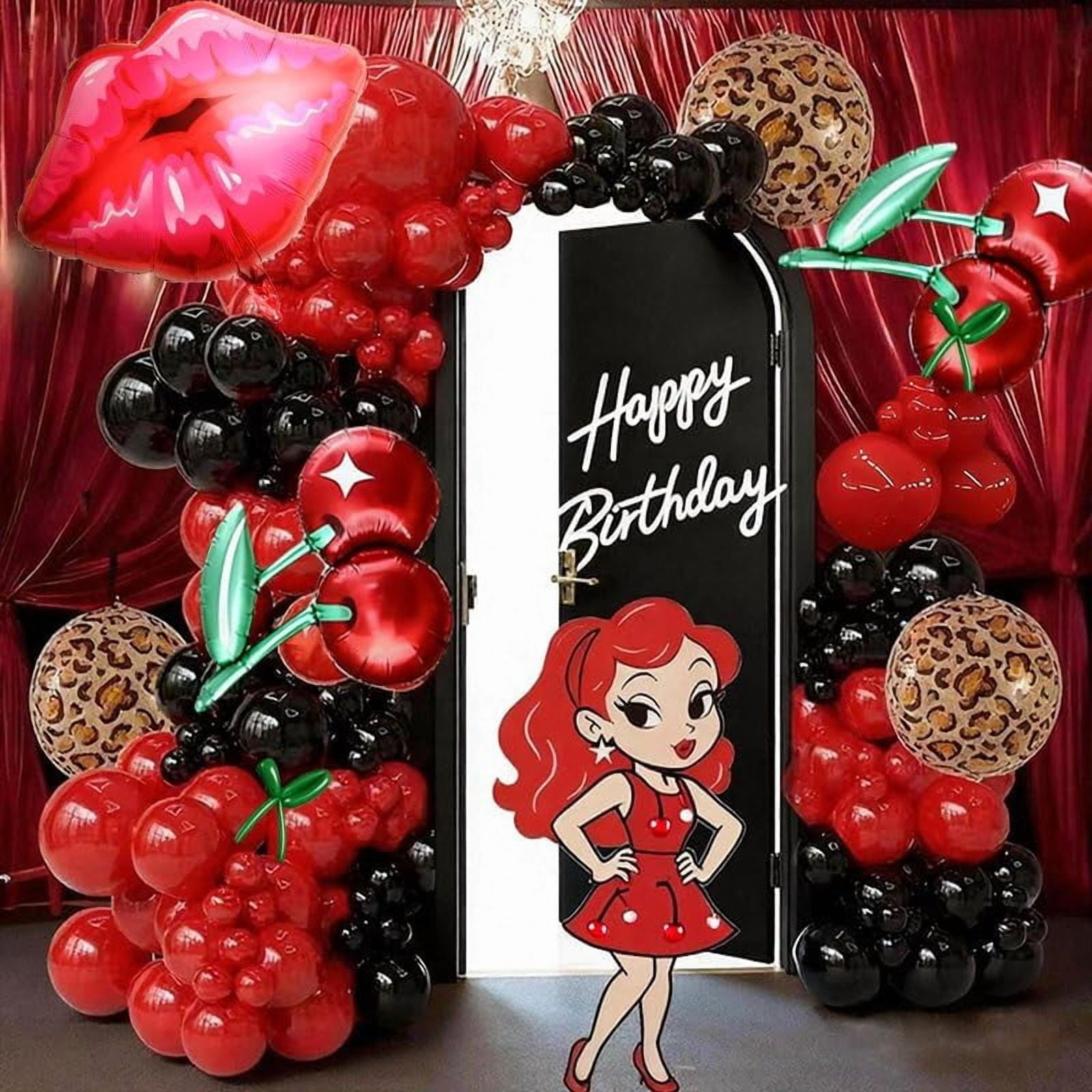 145PCS Cheetah Balloon Arch Kit with Red Black Leopard Print Cherry ...