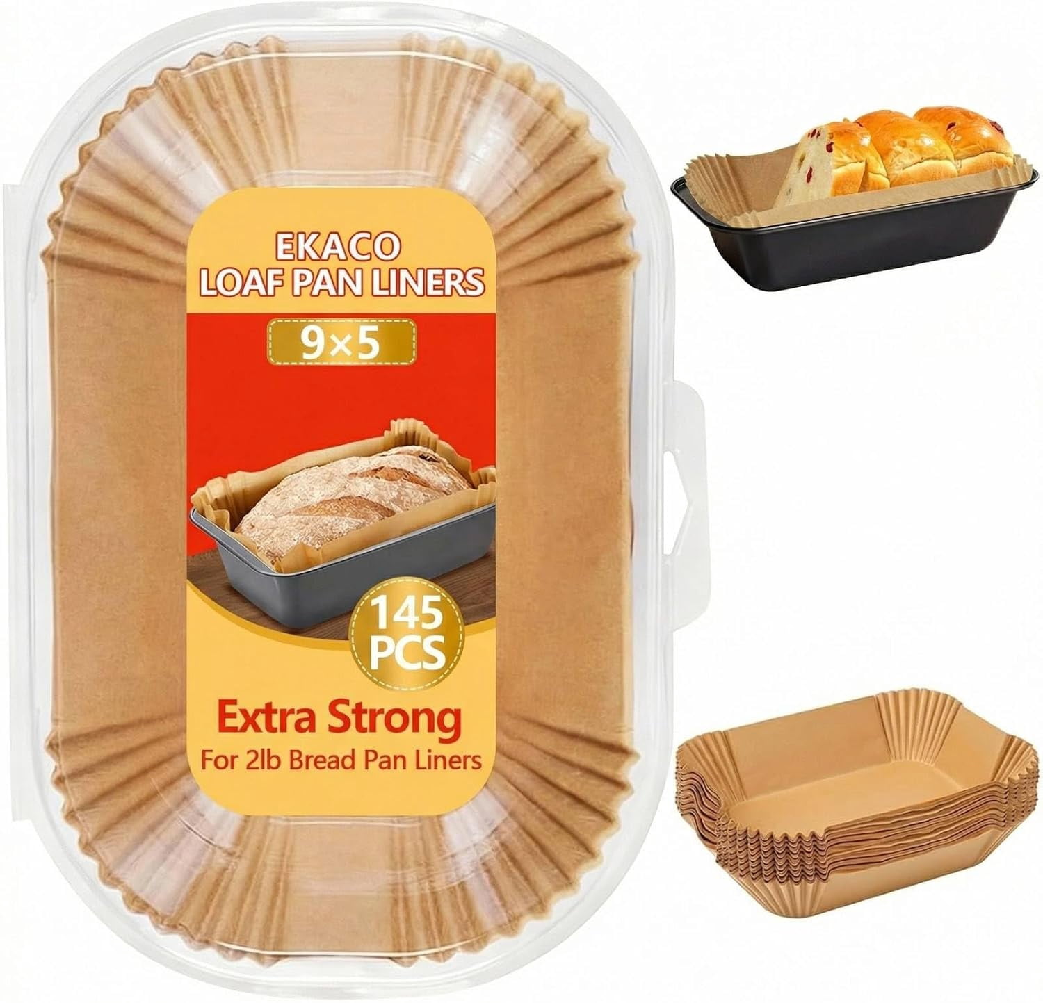 145PCS Loaf Pan Liners, 9x5 Inch Loaf Pan Liners Baking Bread, Non ...