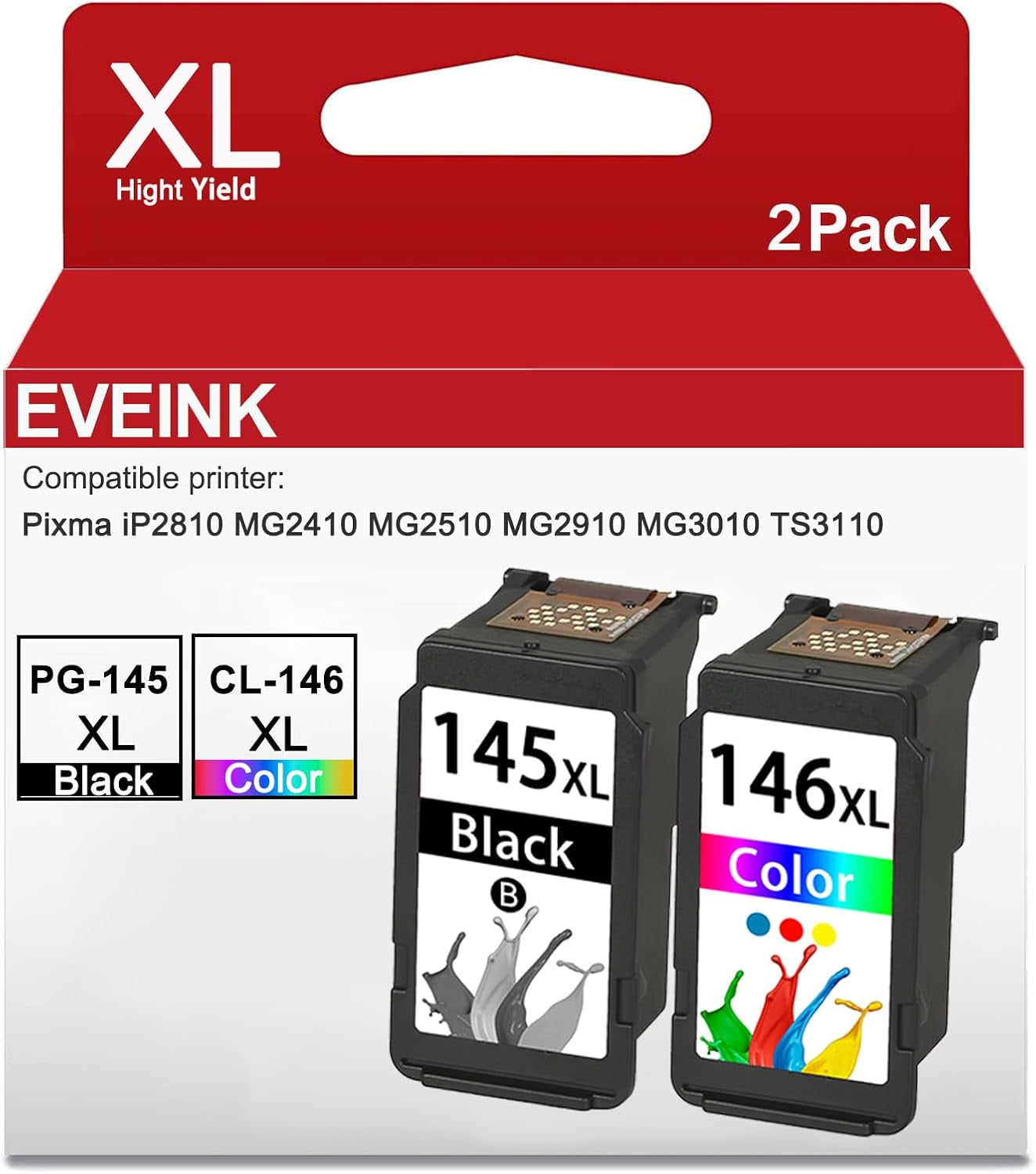 145XL 146XL Ink Cartridges High Yield Replacement for Canon PG-145XL CL ...