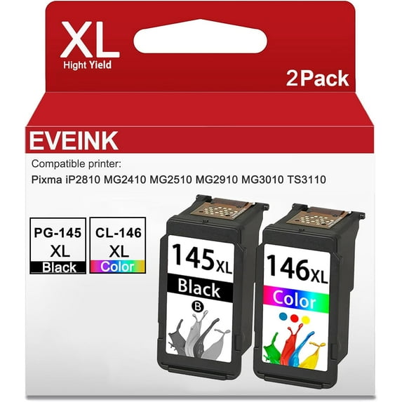 145XL 146XL Ink Cartridges High Yield Replacement for Canon PG-145XL CL ...