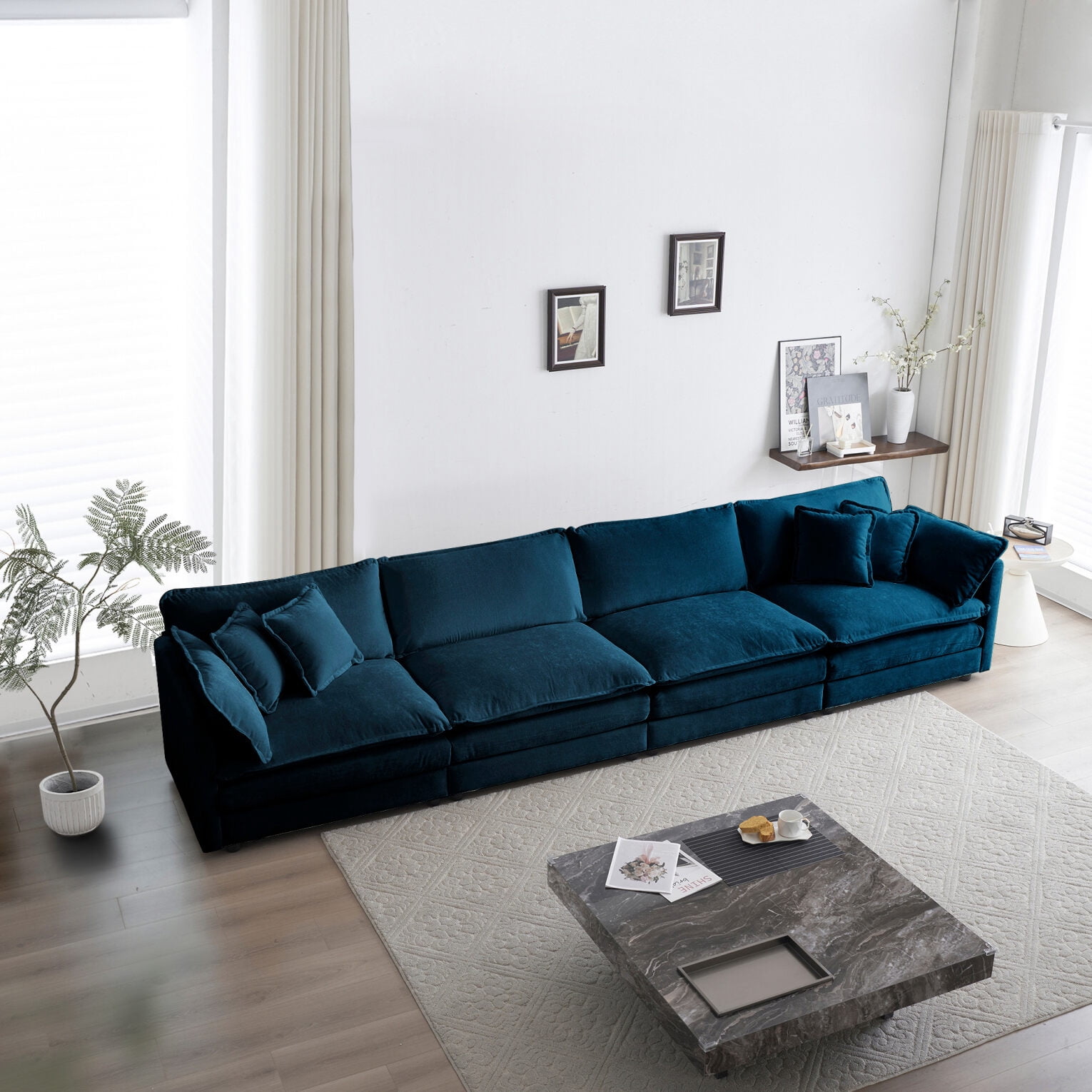 146.5" Oversized Modular Sectional Sofa, Deep Seat Chenille Cloud Sofa ...