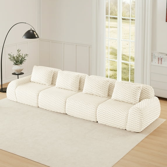 146" Modern Modular Sectional Sofa for Living Room,Flannelette Fabric ...