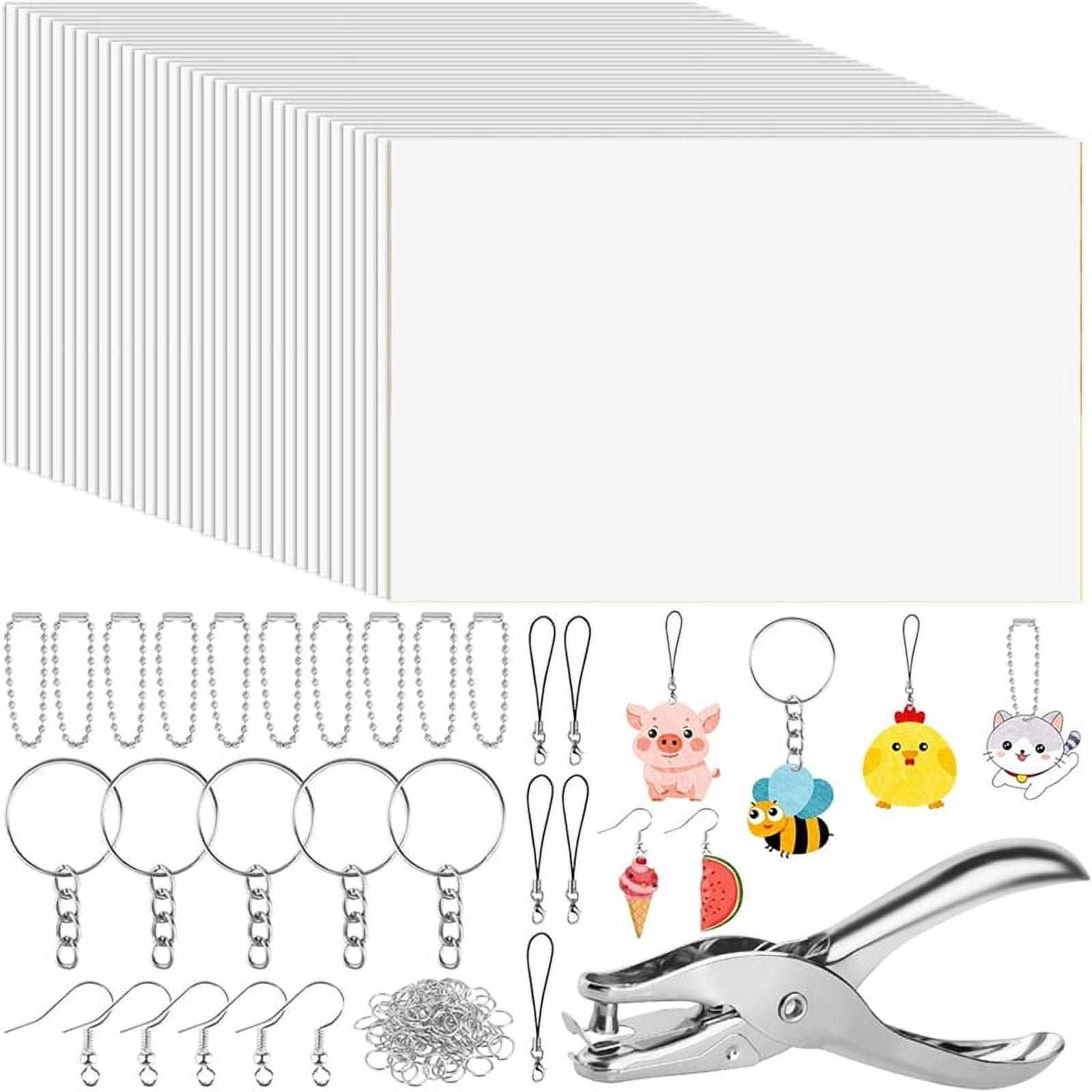146 Pcs Heat Shrink Plastic Sheet Shrinky Art Kit 20 Pcs Paper Keychain ...