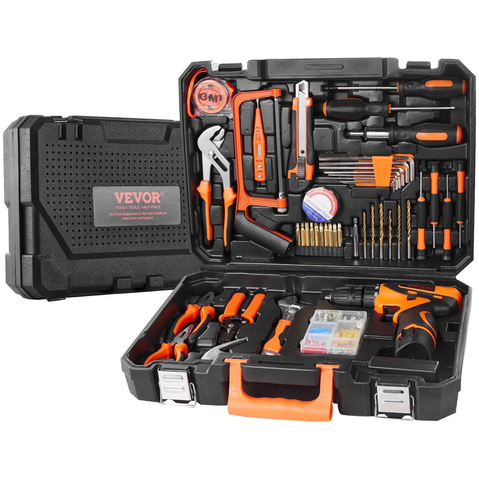 146 Piece Heavy-Duty Hand Tool Set with Electric Drill, Portable ...