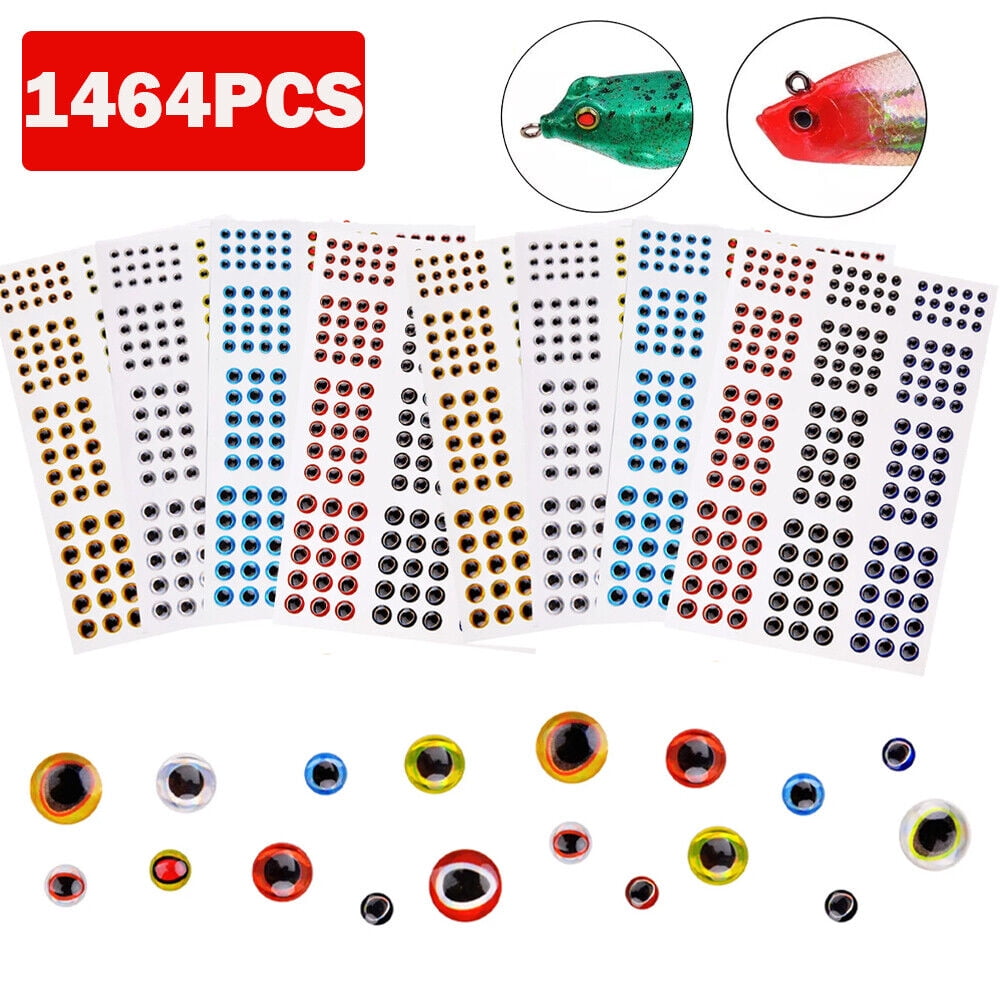 1464PC Fishing Lure Eyes 3mm-4mm-5mm-6mm 3D Holographic Eyes Fly Tying ...