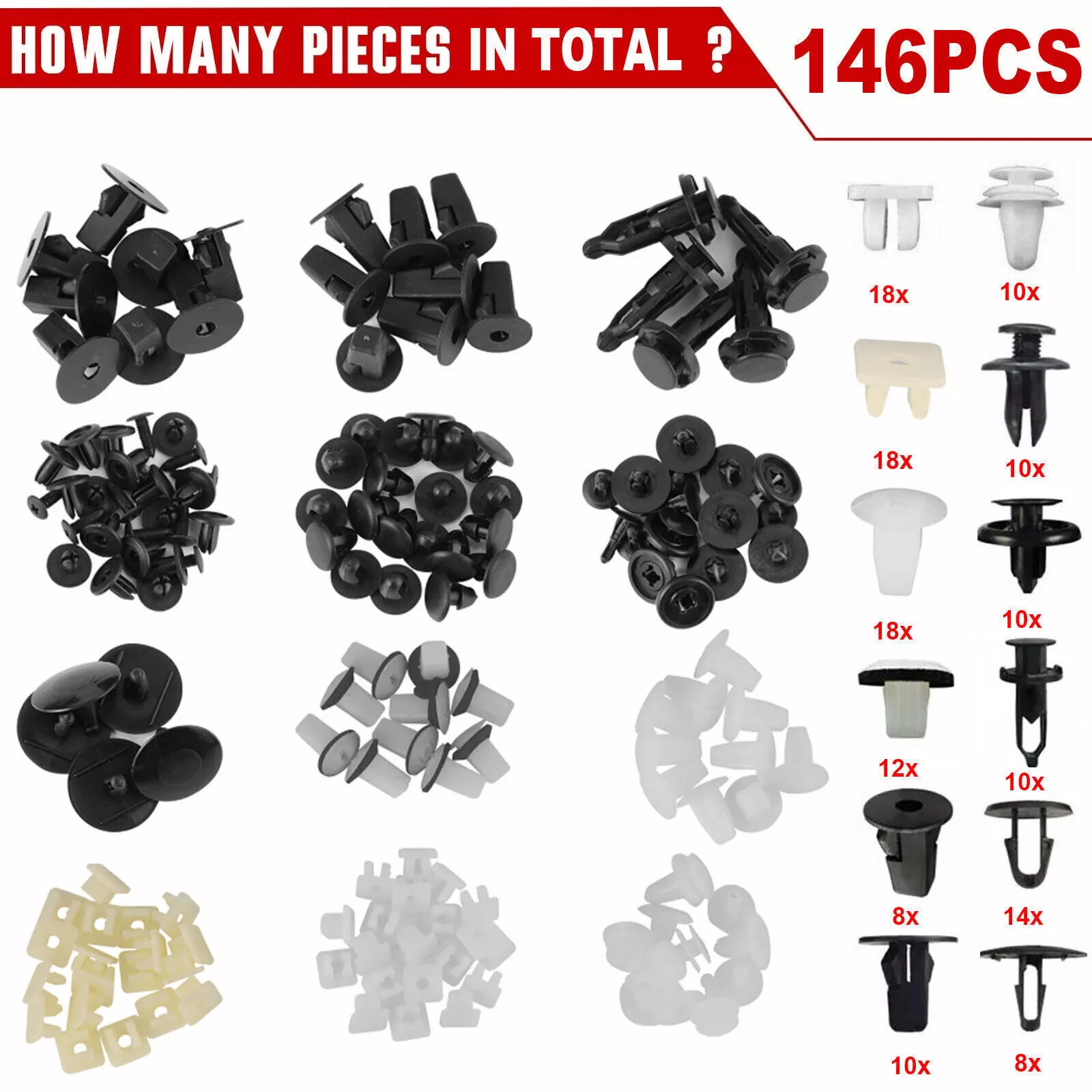 146PCS For Toyota Fender Door Hood Bumper Trim Clip Retainer Fastener ...