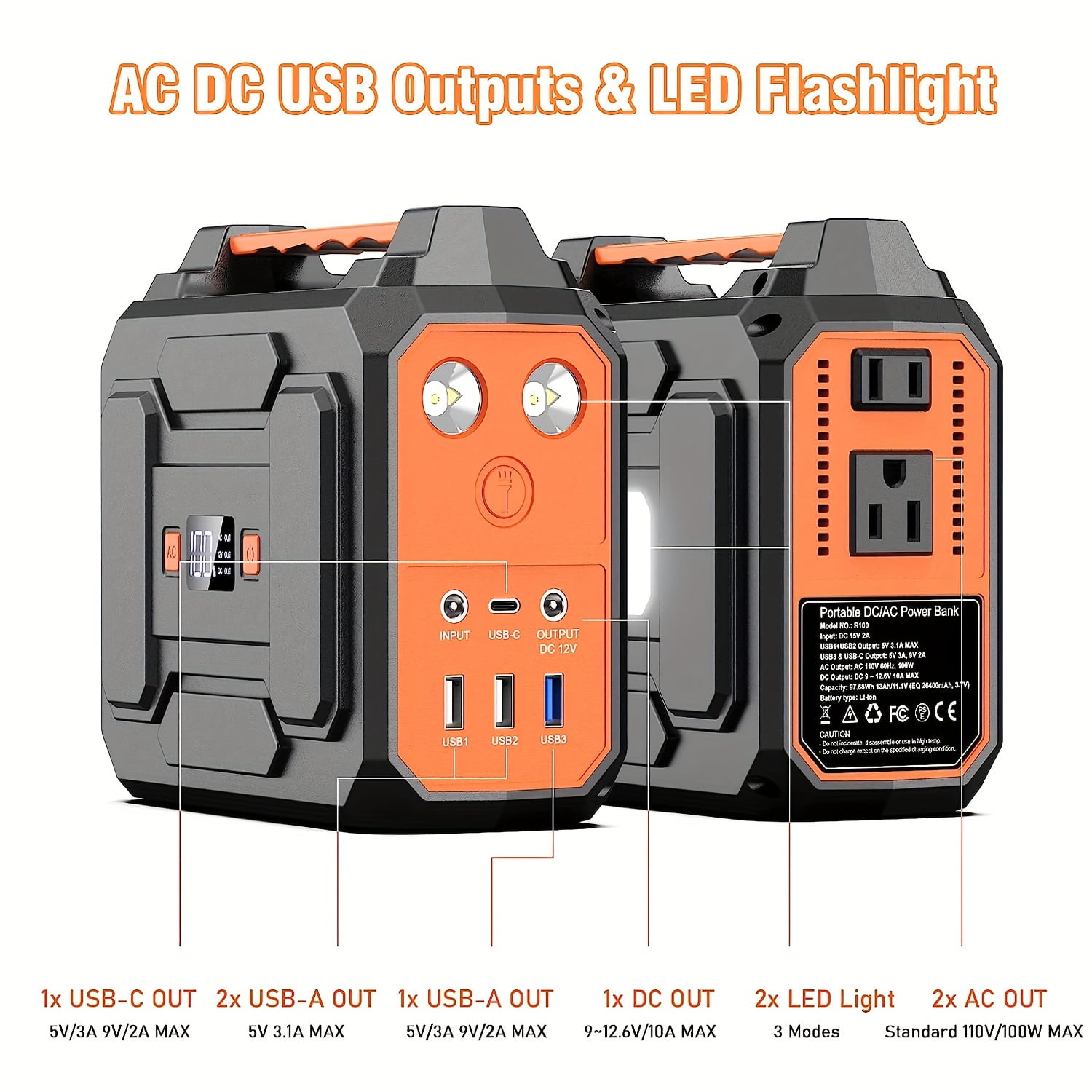 146Wh/100W Portable Power Station Solar Generator (without Solar Panel ...