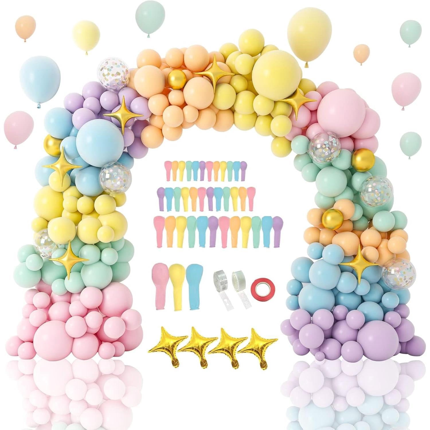 146pcs Rainbow Balloon Arch Kit, 12 Assorted Multicolor Balloons for ...