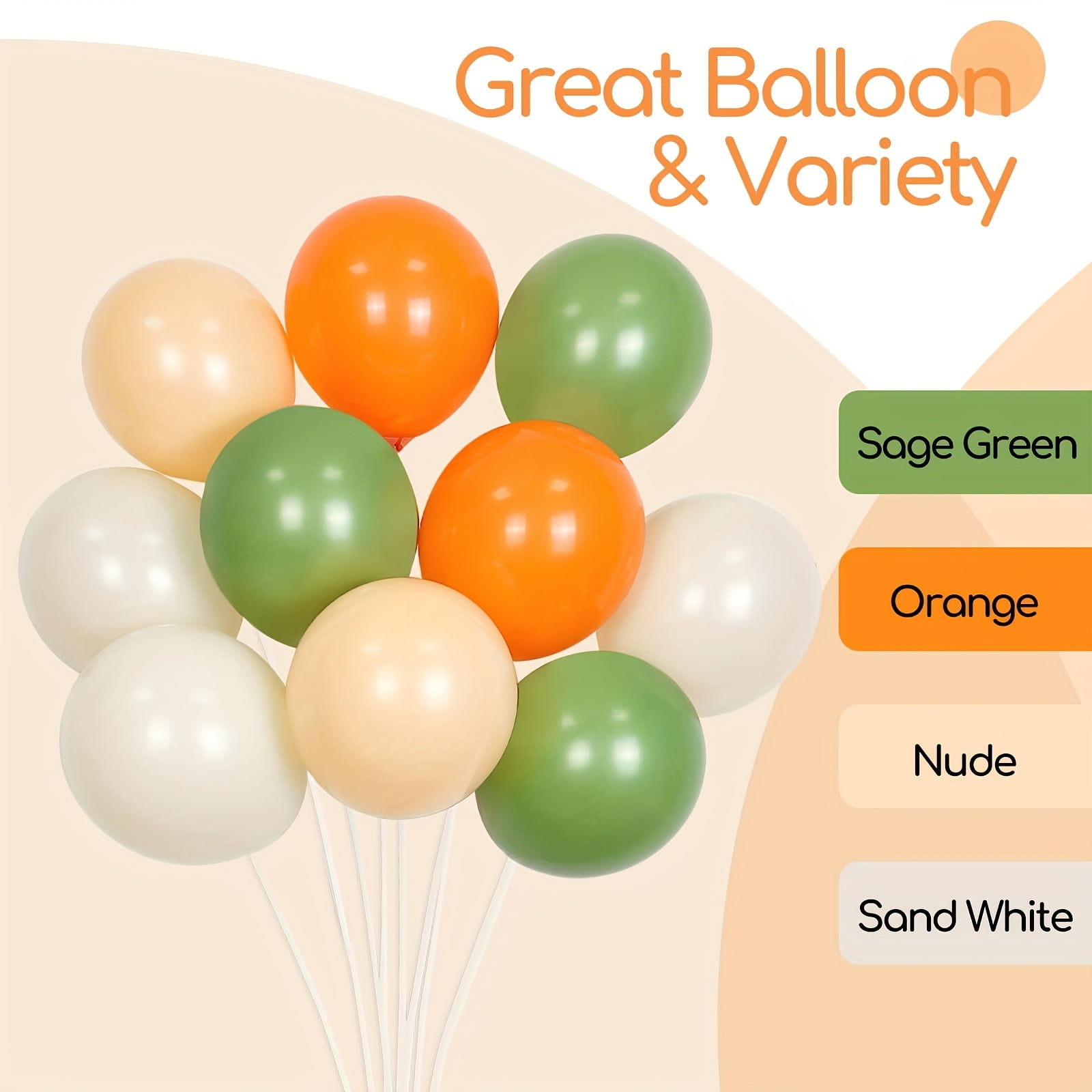 146pcs high-quality orange, sage green and white balloon arch wreath ...