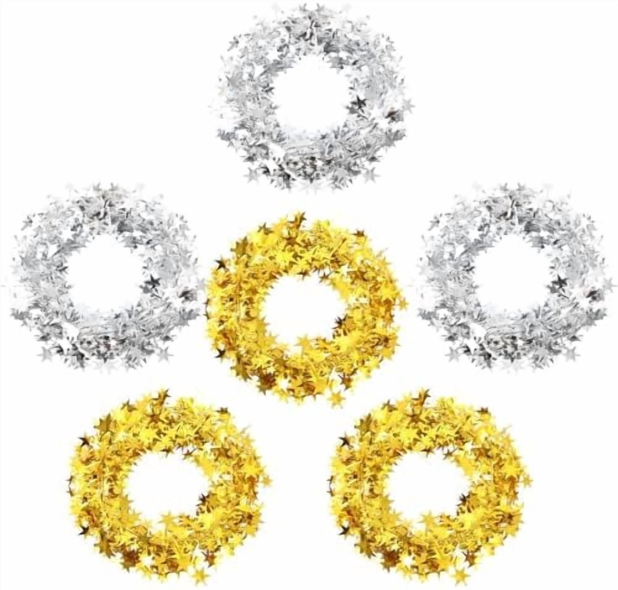 147.6 ft Star Garland Wired Gold and Silver Christmas Tinsel Garland ...