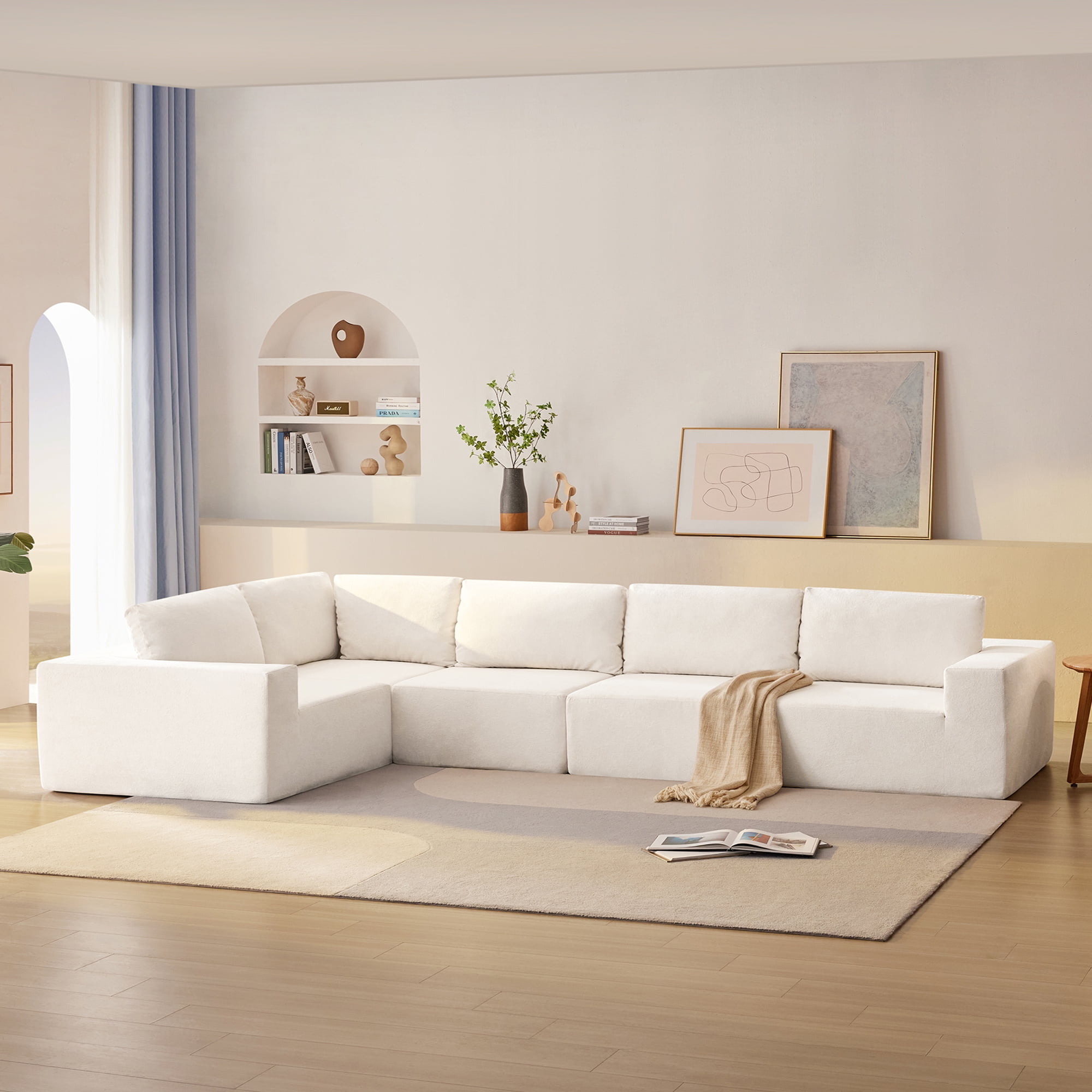 147"Modular Sectional Sofa with Wide Seat, No Assembly Required, Free Combination, L Shaped ...