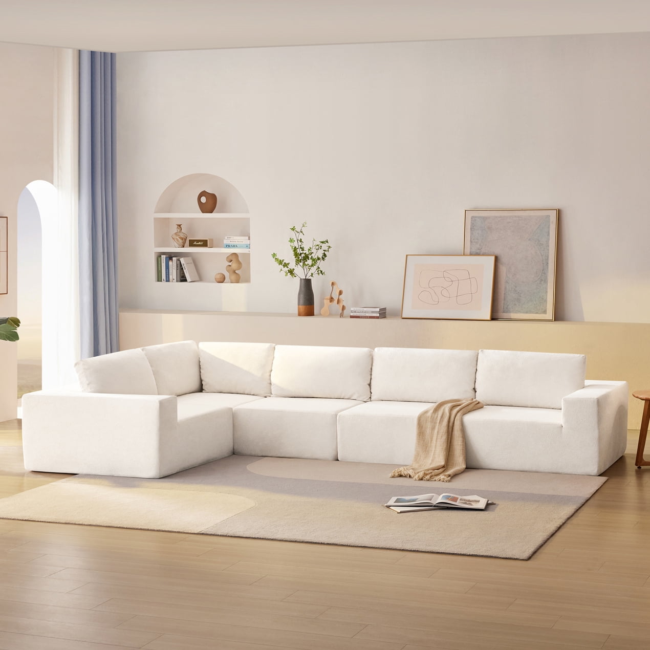 147" Modular Sectional Sofa with Wide Seat, Free Combination, L Shaped ...