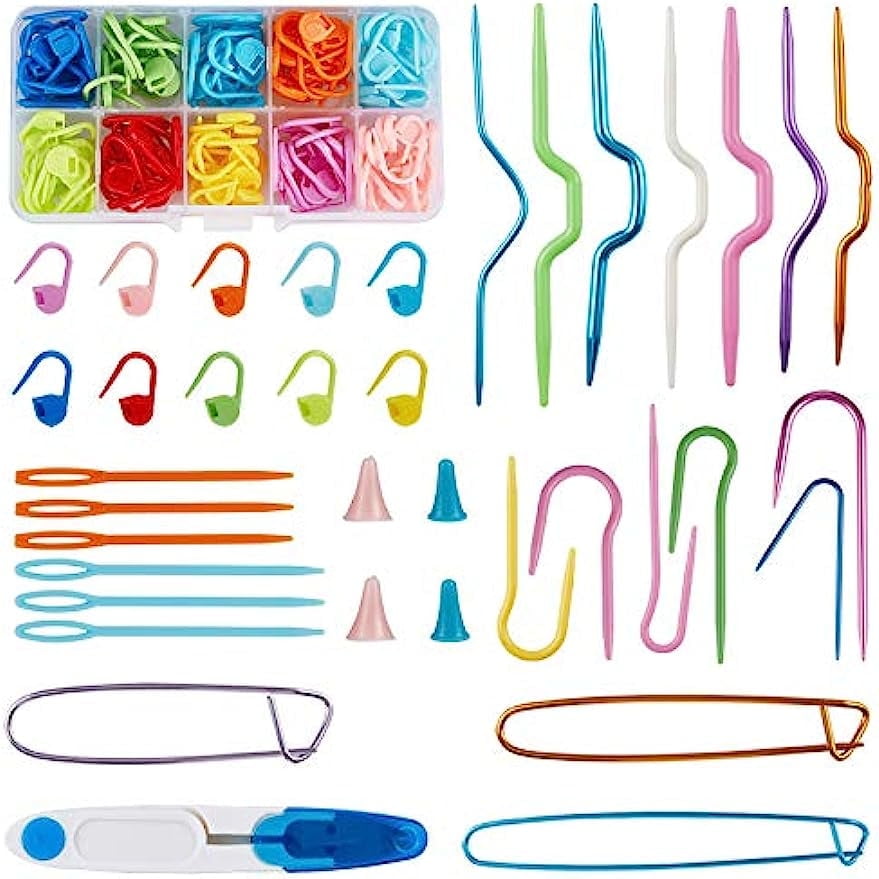 147 Pcs 7 Types Knitting Sewing Tools Aluminum Crocket Sewing Needle ...