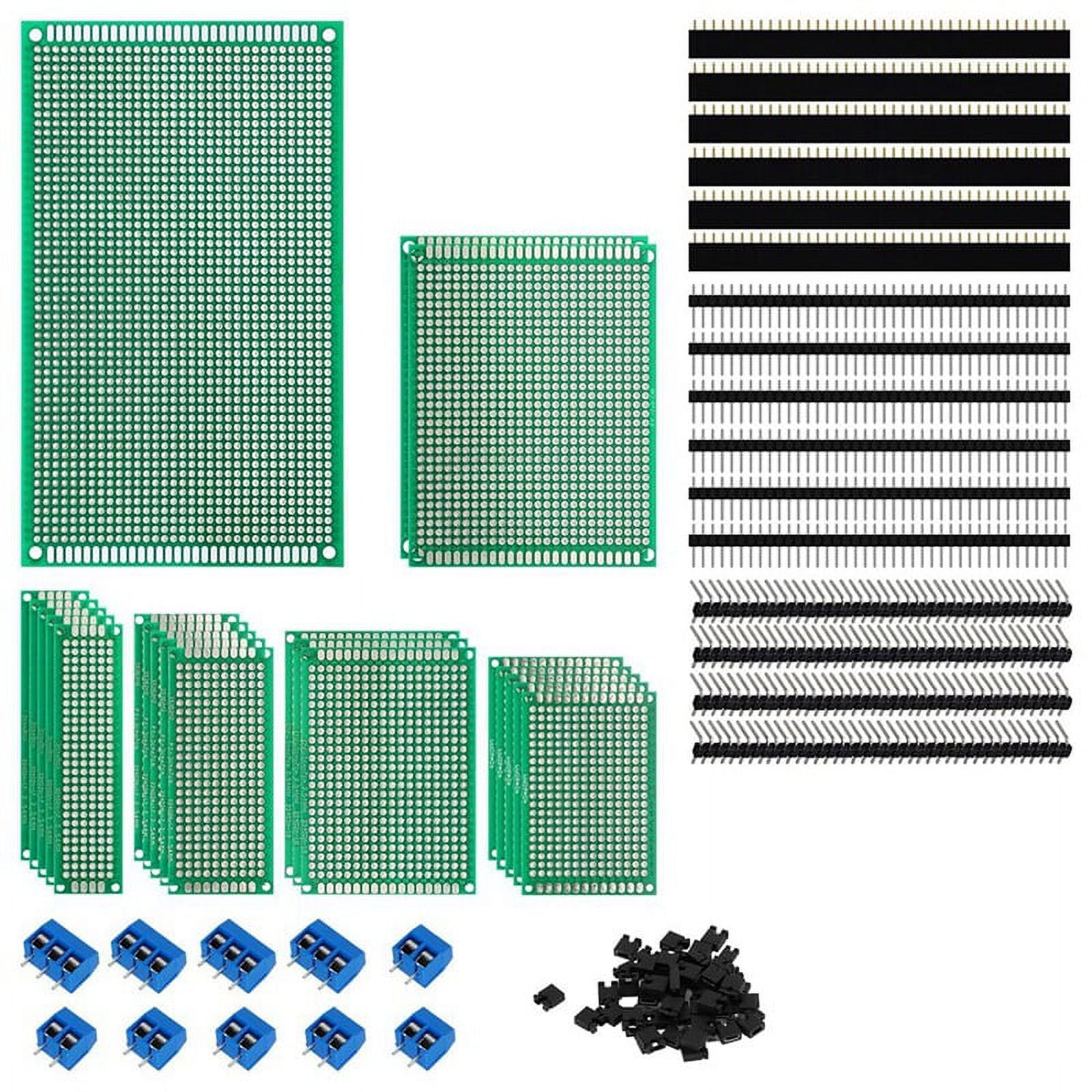 147-Piece PCB Circuit Board Prototype Kit - Double-Sided Perf Boards in ...