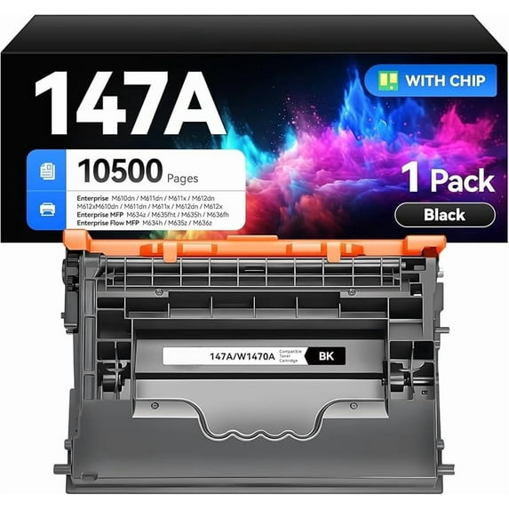 147A Black Toner Cartridge 1-Pack High Yield with Chip Replacement for ...