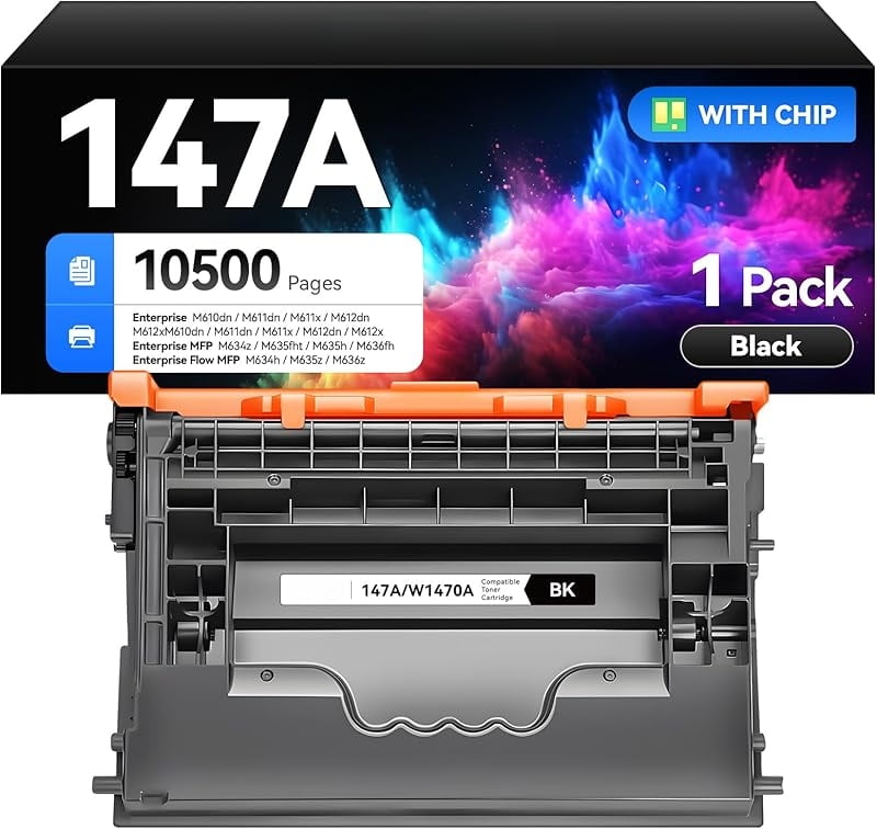 147A Black Toner Cartridge 1-Pack High Yield with Chip Replacement for ...