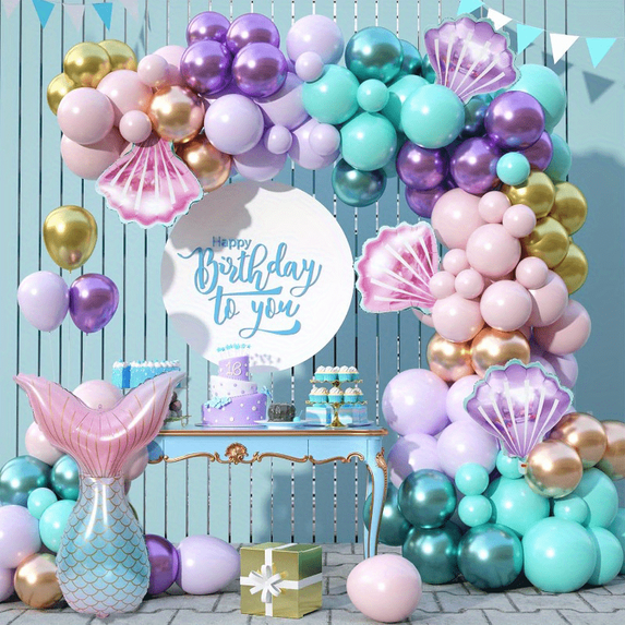 147pcs Balloon Arch Kit, Pink Purple Blue Metallic Golden Latex ...