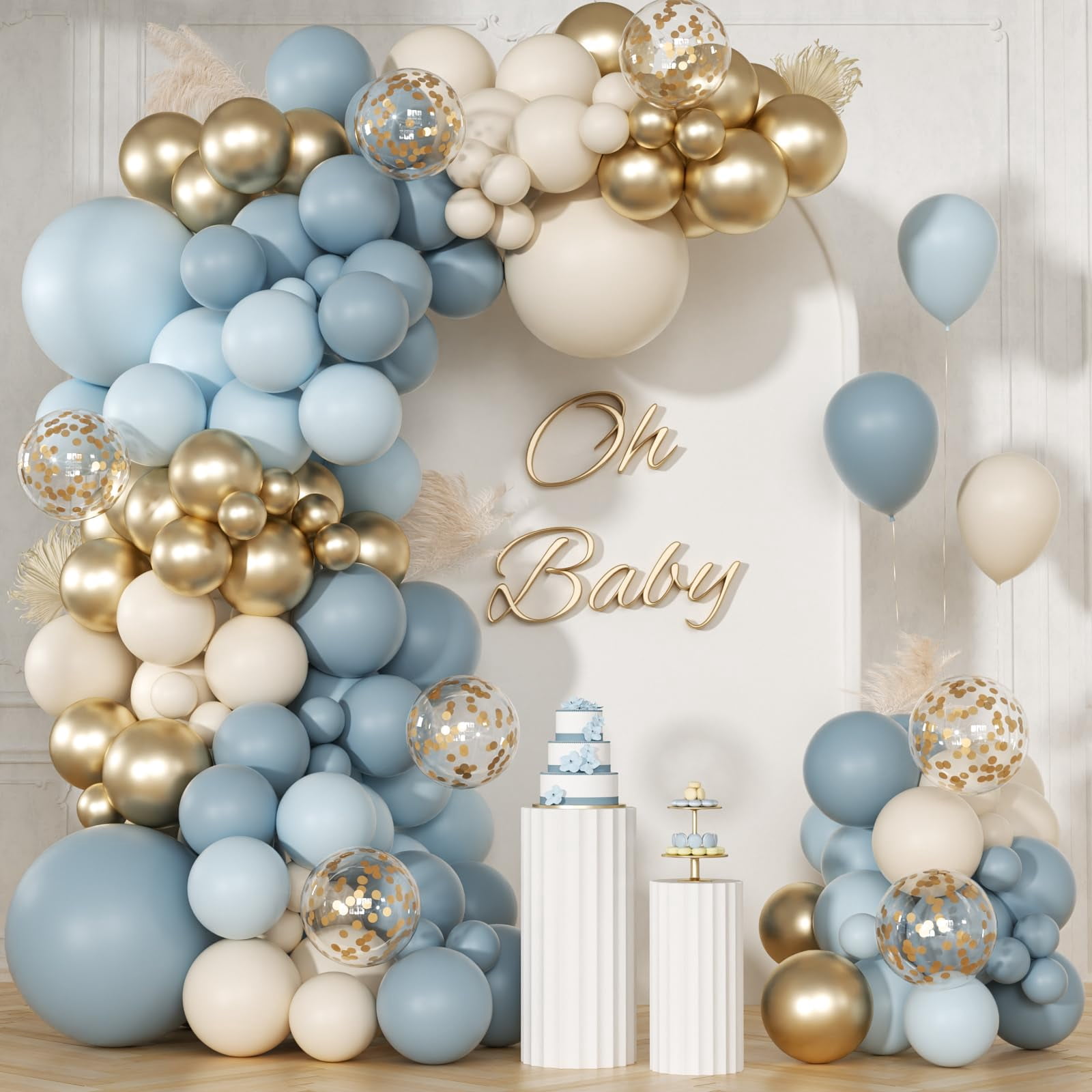147pcs Dusty Blue Balloon Garland Arch Kit, Dusty Blue Light Baby Blue ...