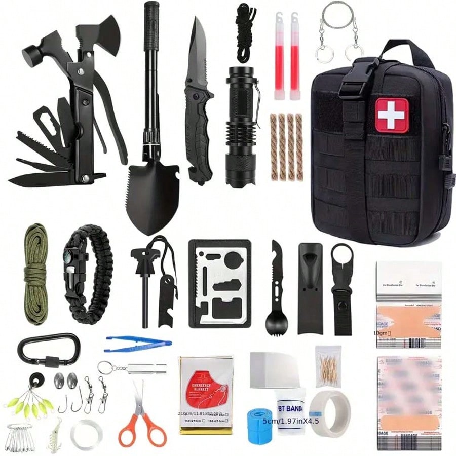 148-Piece Survival Gear and First Aid Kit with MOLLE Compatible Bag ...