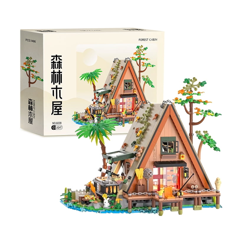 1486PCS / 1108PCS Forest House building blocks with LED light Tree ...