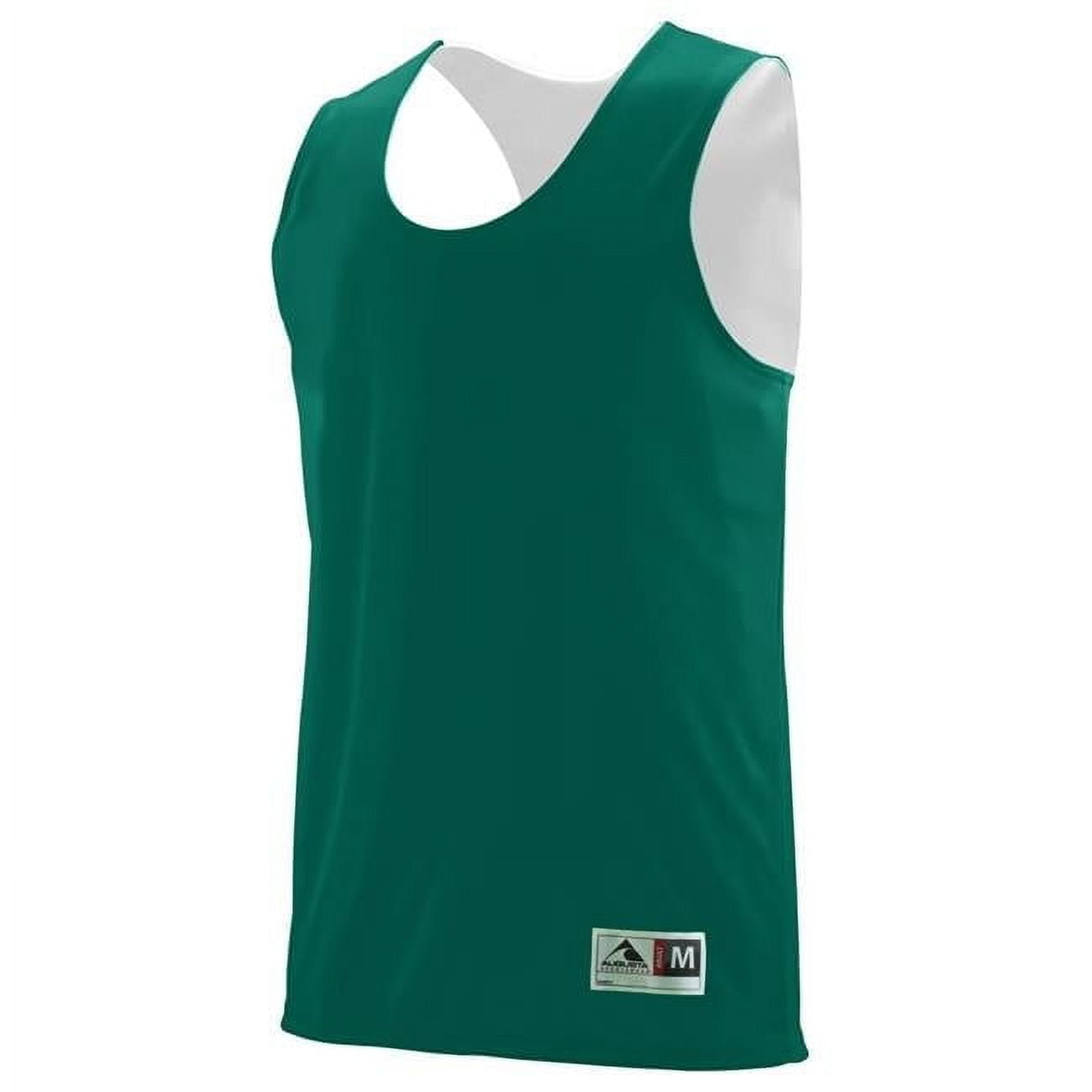 148A-Dark Green- White-M Reversible Wicking Tank, Dark Green & White ...