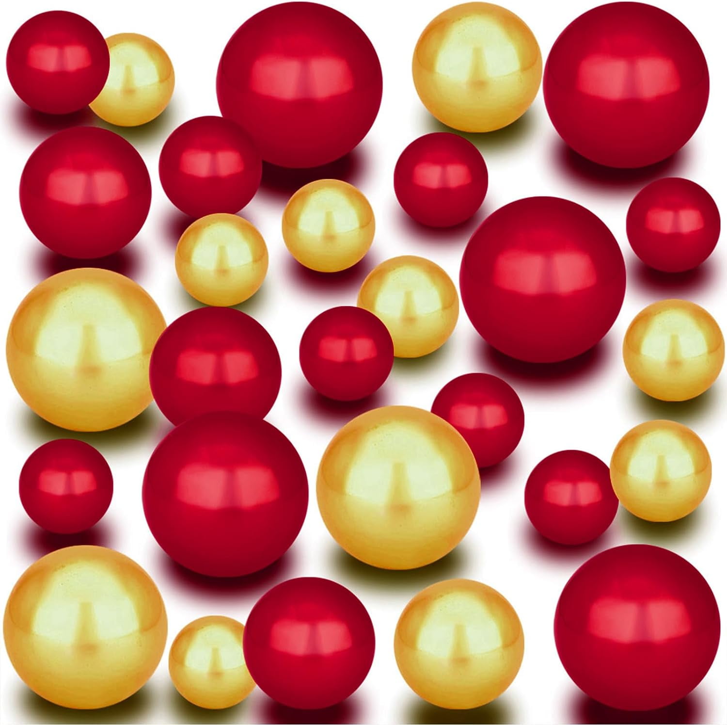 148pcs Vase Filler Beads Red Gold Floating Pearls Centerpieces Beads No ...