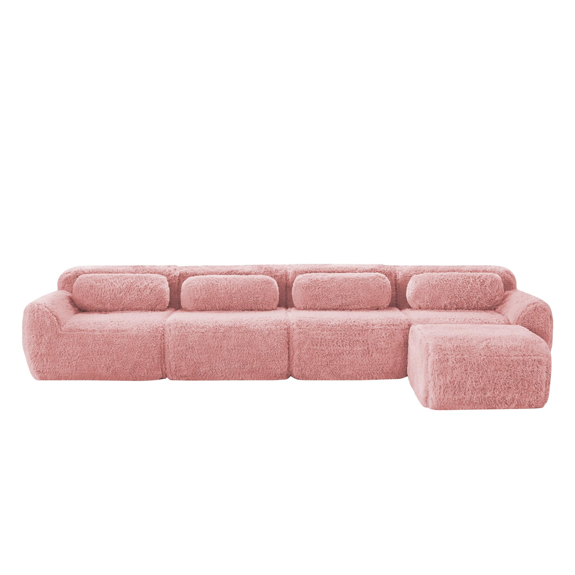 149”Boneless Cloud Couches, Soft Fluffy Plush Fabric, Modular Sectional ...