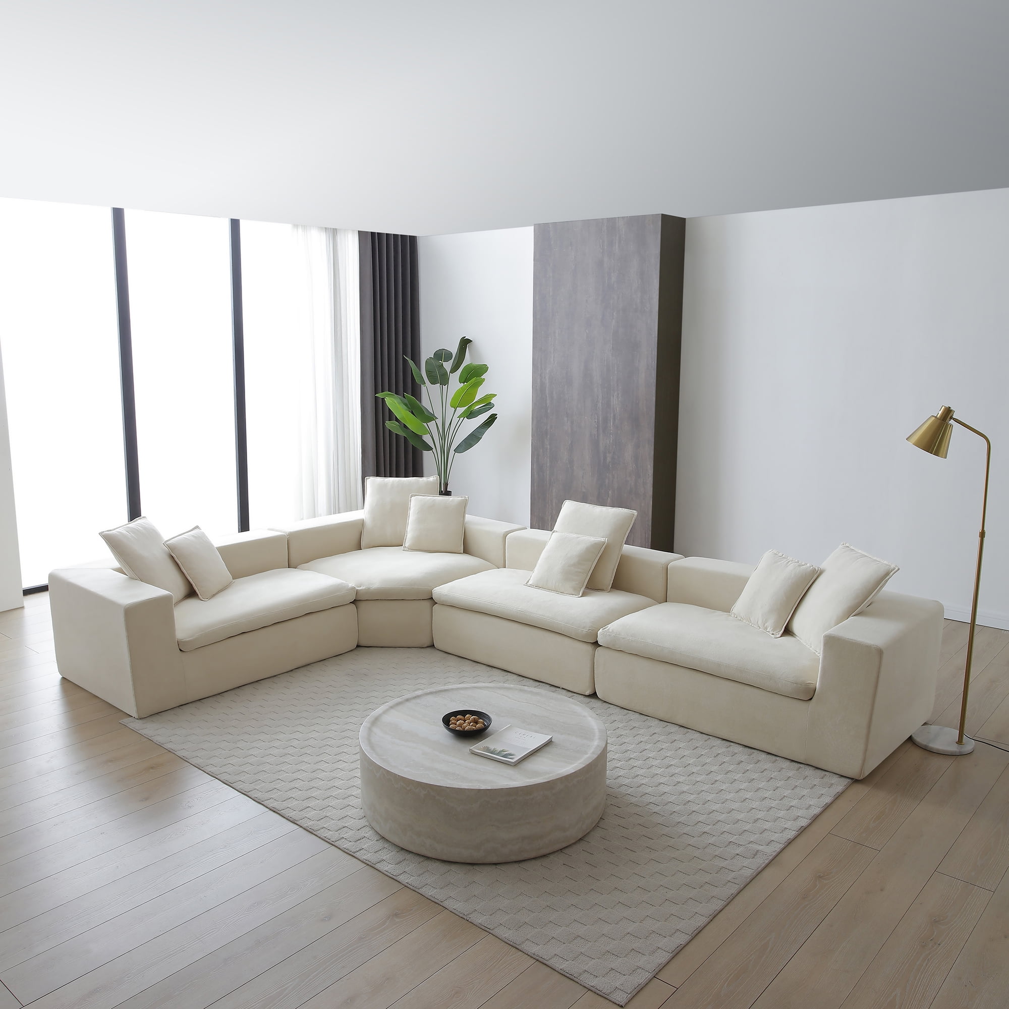 149" Modular Sectional Sofa Couch with L-Shape Chaise, Oversize Cloud Couches with 8 Pillows ...