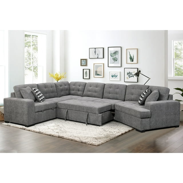 149" Oversized Sectional Sofa, Modern Large Upholstered U-Shape ...