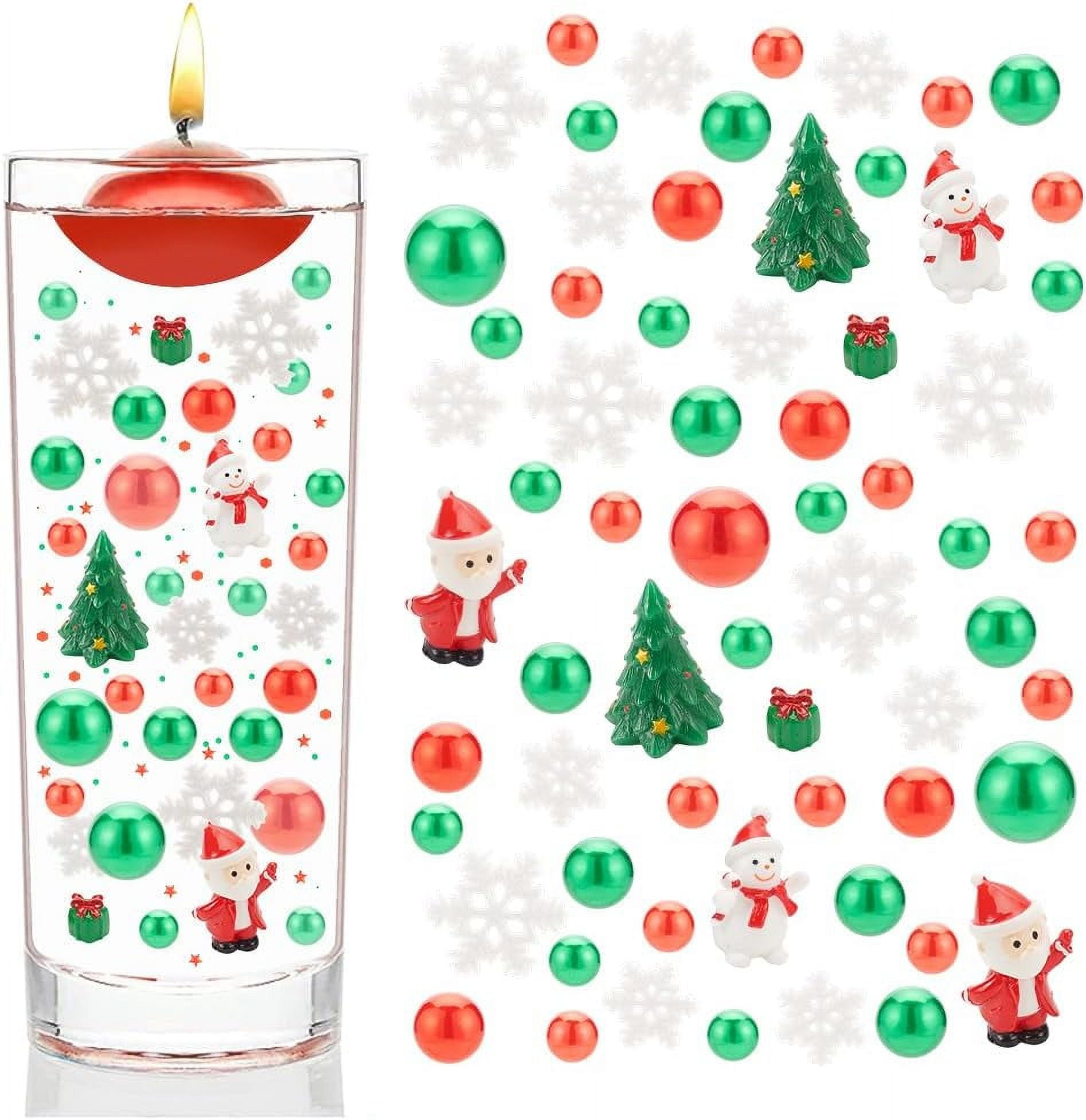 149 PCS Christmas Vase Filler Pearls Candle Filler Father Christmas and ...