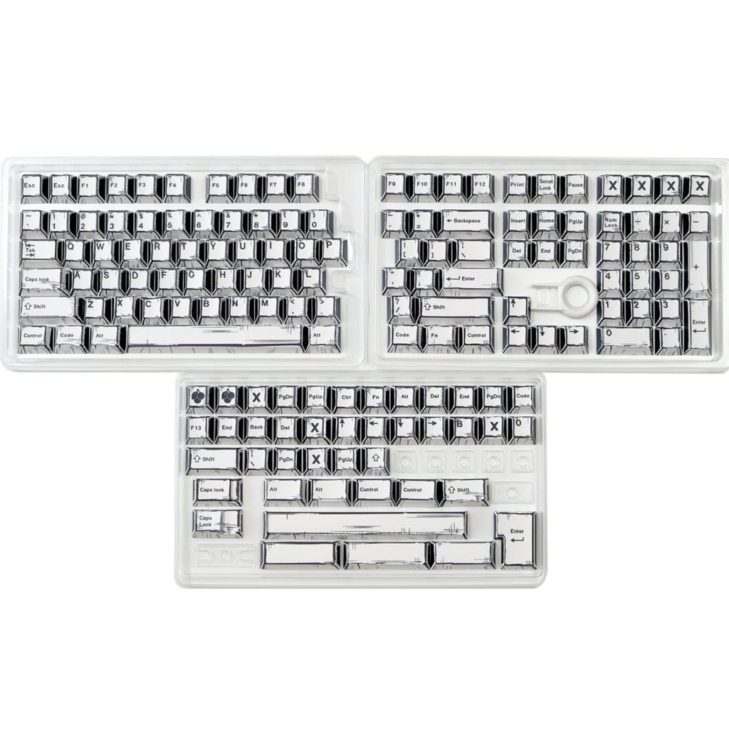 149PCS Original Height Keycaps With Black And White Art Pattern For ...