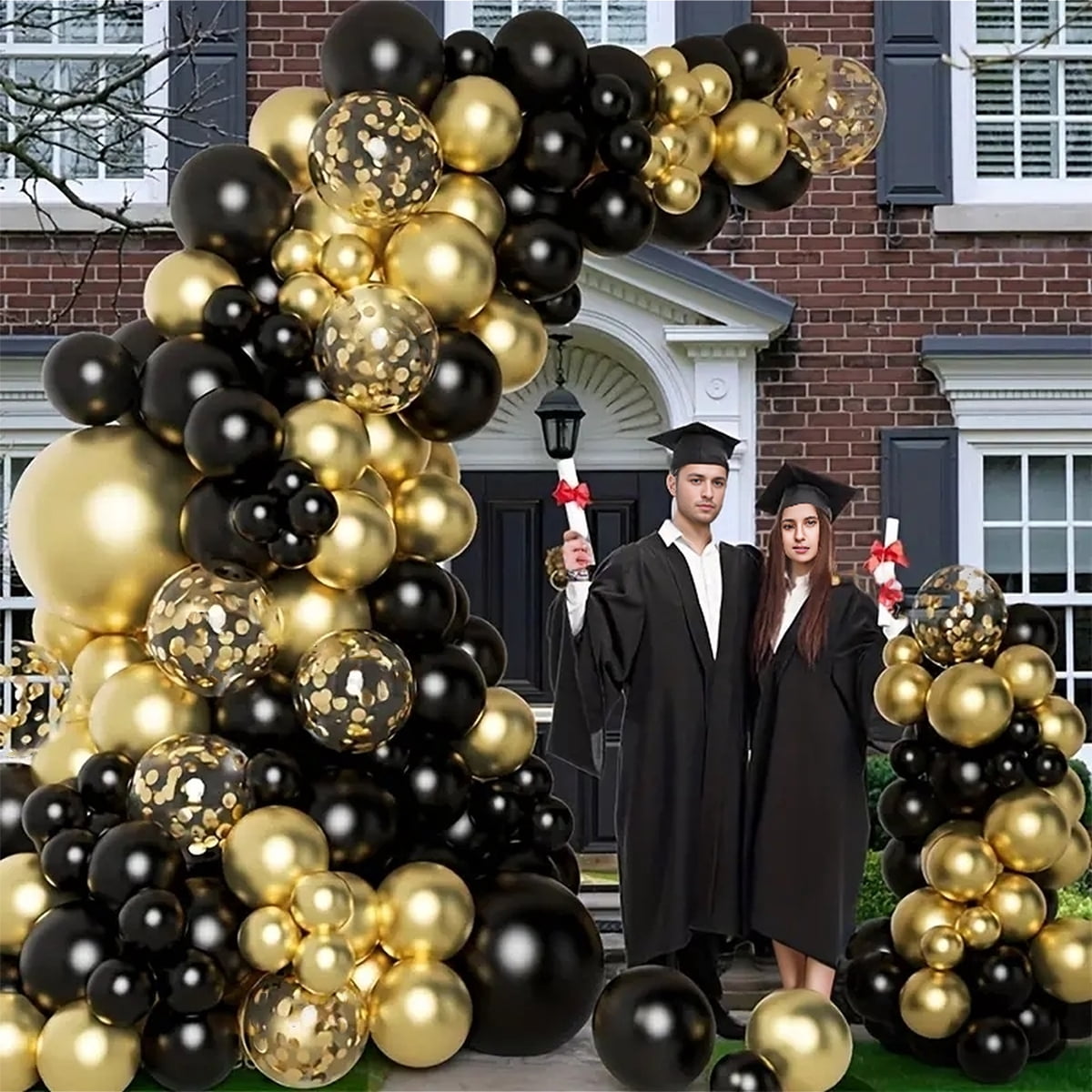 149Pcs Black & Gold Balloon Garland Arch Kit - Metallic Gold & Gold ...