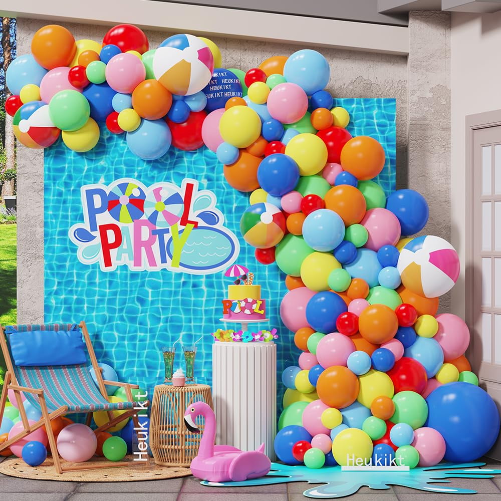 149Pcs Summer Pool Beach Party Balloon Garland Arch Kit, Pink Orange ...