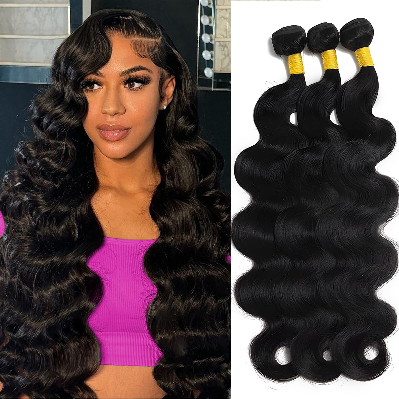 14A Brazilian Body Wave Bundles Human Hair 18 20 22 Inch 100% Real Raw ...