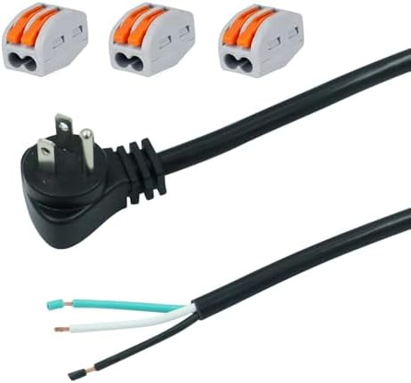 14AWG Replacement Power Cord Pigtail Slim 3 Prong Open Wiring End Heavy ...