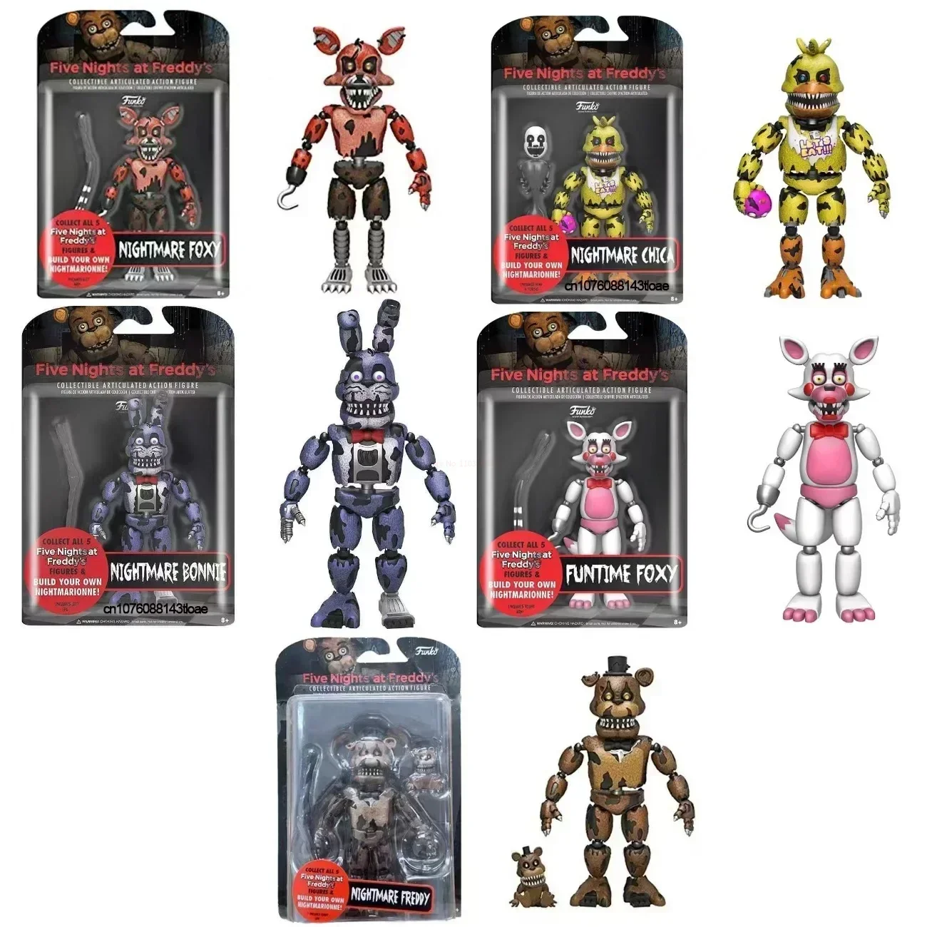 14CM FNAF Figures Nightmare Freddy Bonnie Foxy Chica Action Figure ...