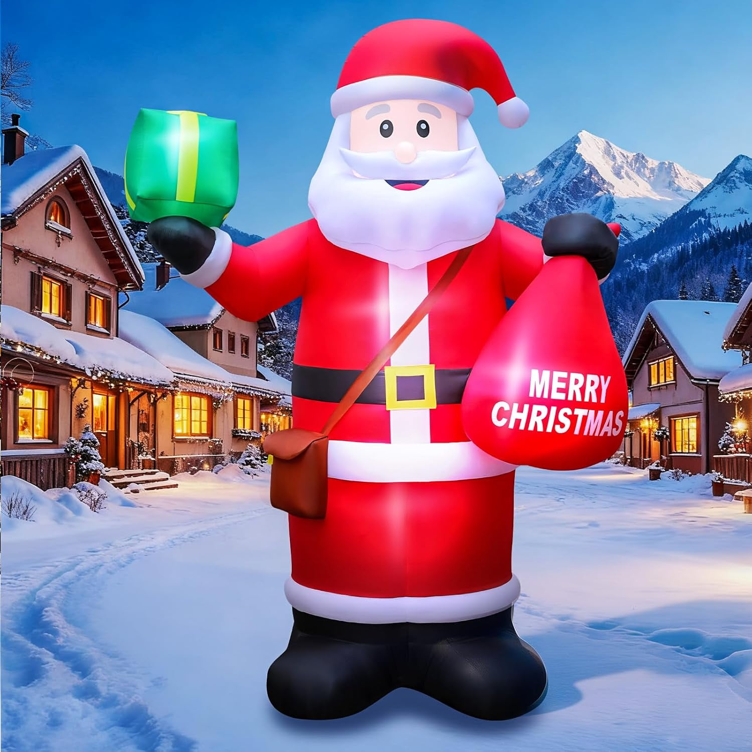 14FT Christmas Inflatable Santa Claus with LED Lights, Giant Blow Up ...