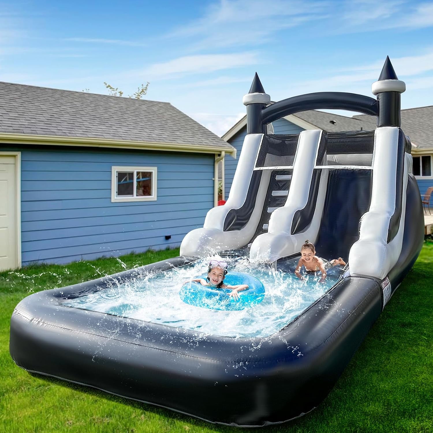 14FT Commercial Water Slide and Splash Pool for Kids (with Blower ...