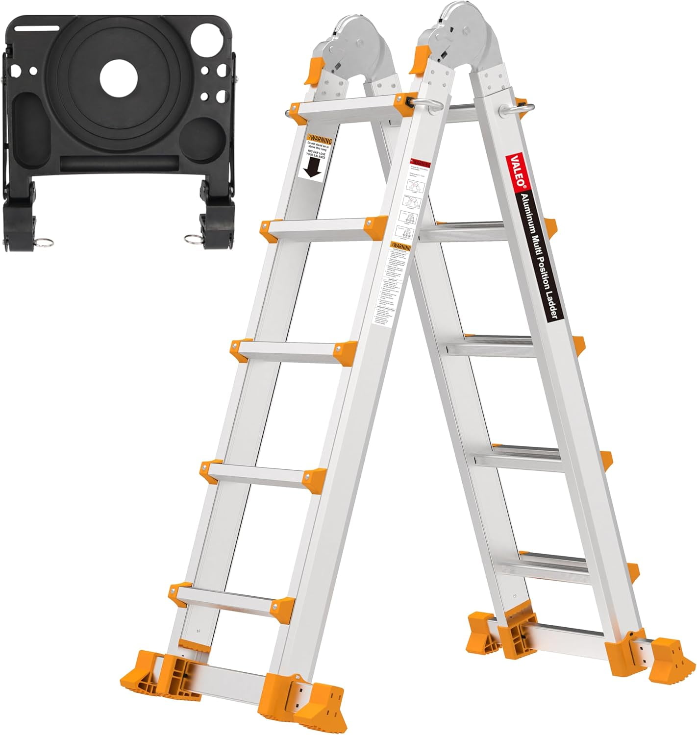 14FT, Multi Position 4 Step Ladder Extension, Anti-Slip A Frame Folding ...