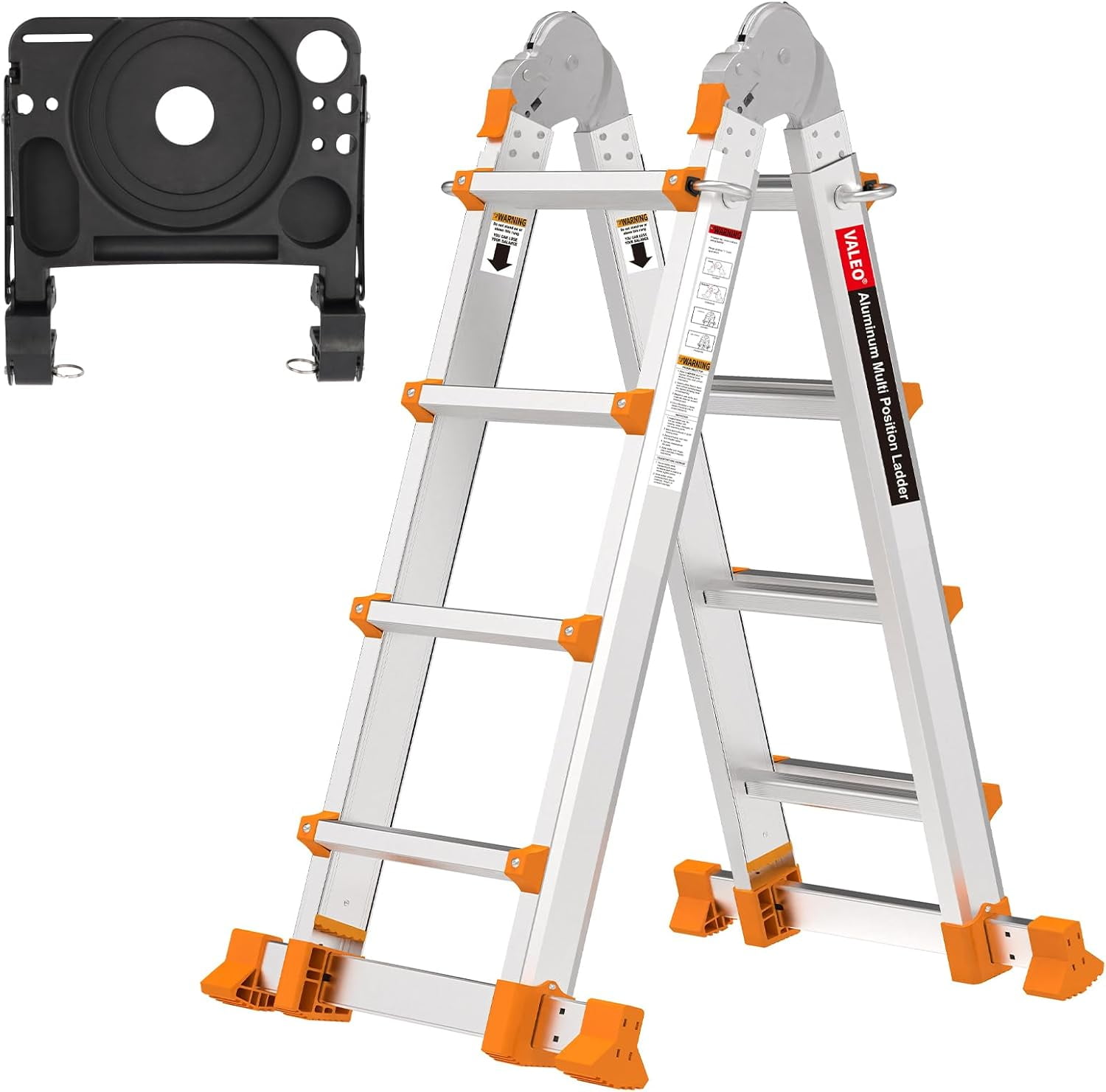 14FT, Multi Position 4 Step Ladder Extension, Anti-Slip A Frame Folding ...