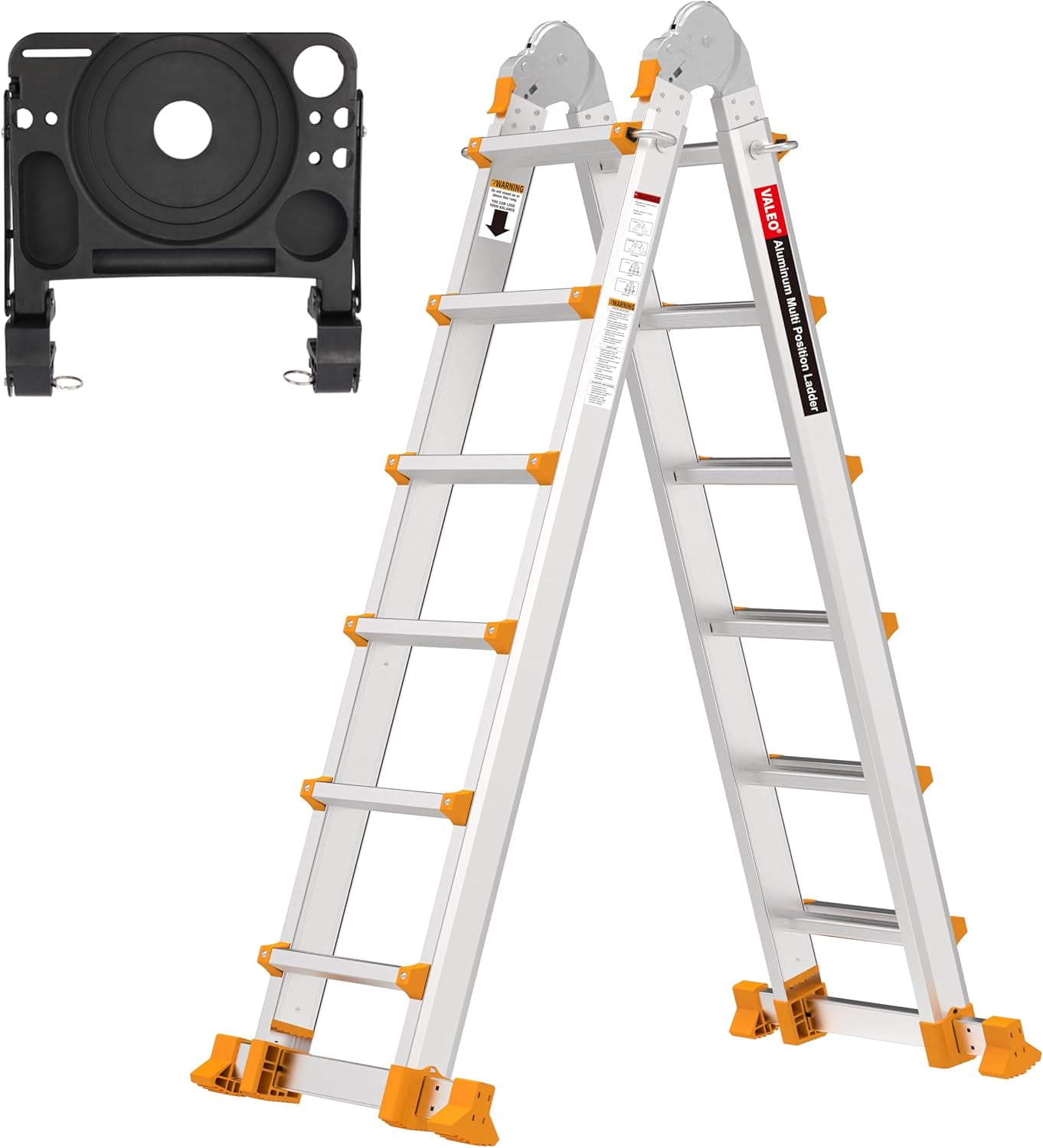 14FT, Multi Position 4 Step Ladder Extension, Anti-Slip A Frame Folding ...